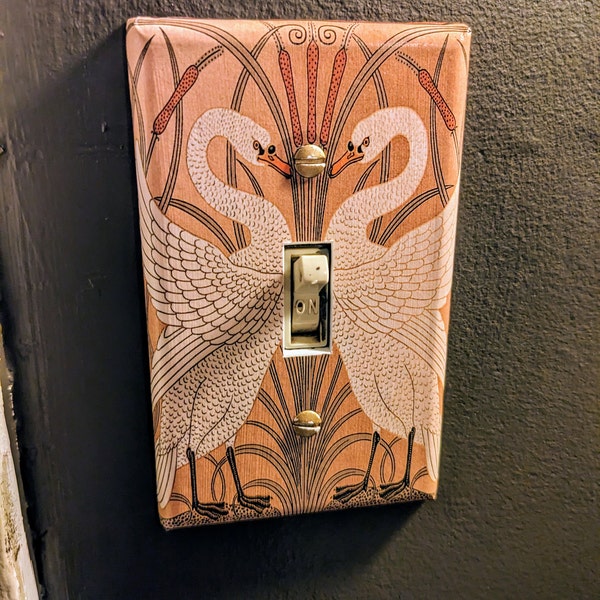 Vintage Art Nouveau Swans GOLD Home Decor Electric Light Switch Plate ...