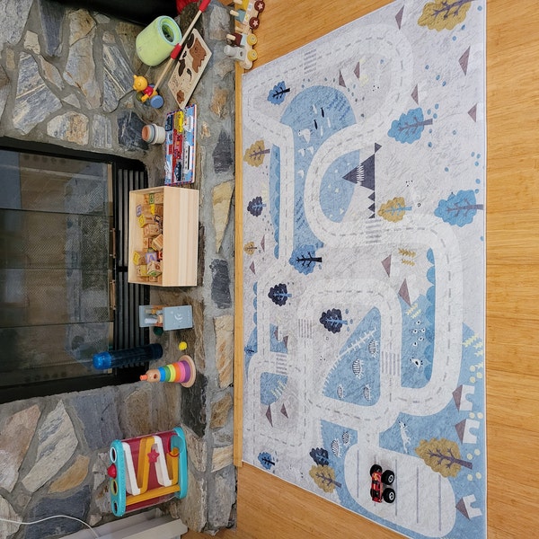 Kids Play Rug / Road Rug / Washable Activity Rug / Nursery Mat - Etsy