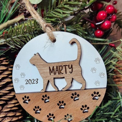 Cat Ornament SVG Bundle Glowforge Ornament Files Cat Ornaments SVG Pet ...