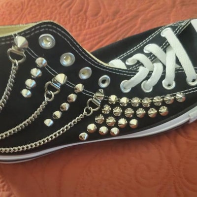 Genuine CONVERSE White With Studs & Chains All-star Chuck Taylor ...