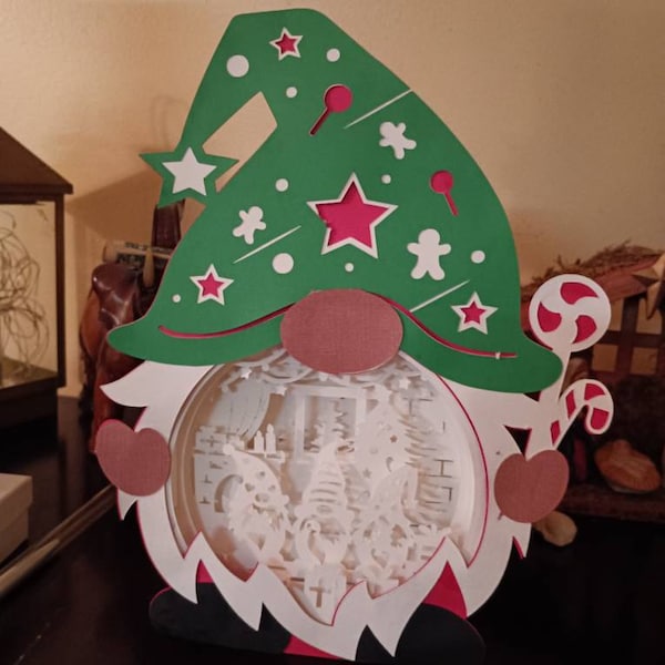 Pack 3 Christmas Gnome Lantern Shadow Box SVG Light Box for Cricut ...