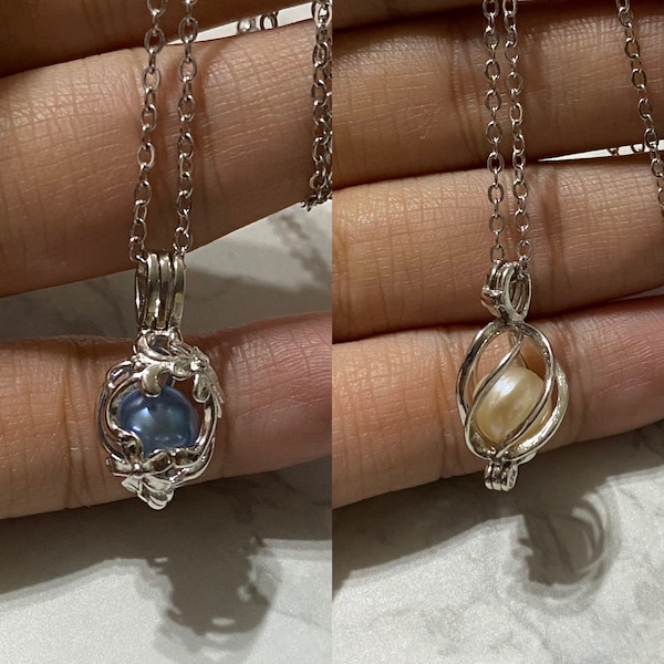 Wish Pearl Cage Pendant, 925 Sterling Silver Cage Freshwater Pearl ...