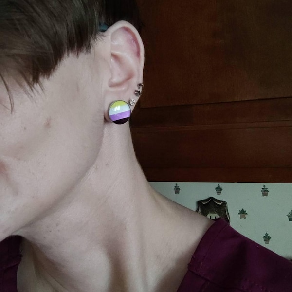 Non-binary Pride Flag Picture Plugs – Surgical Steel Gauges LGBT - Etsy