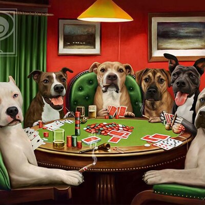 Custom Pet Portrait, Dogs Playing Poker, Custom Multi Pet Portrait ...