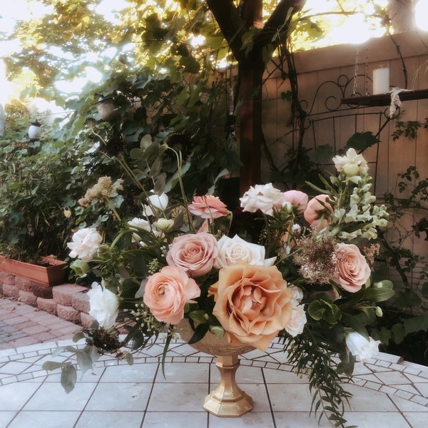 Gold Compote Bowl, Gold Compote Vase, Pedestal Vase, Wedding ...