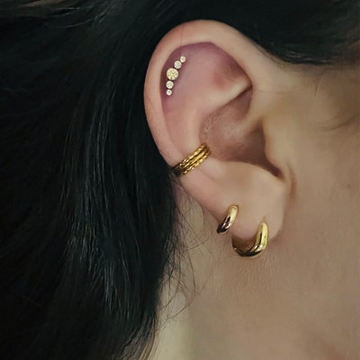 ASTM F136 Titanium Conch Hoop, Four Layer Stacked Conch Earring, Gold ...