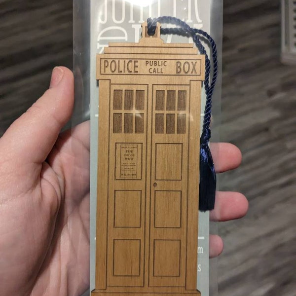 TARDIS Bookmark With Tassel - Laser Engraved Alder Wood - Doctor Who ...