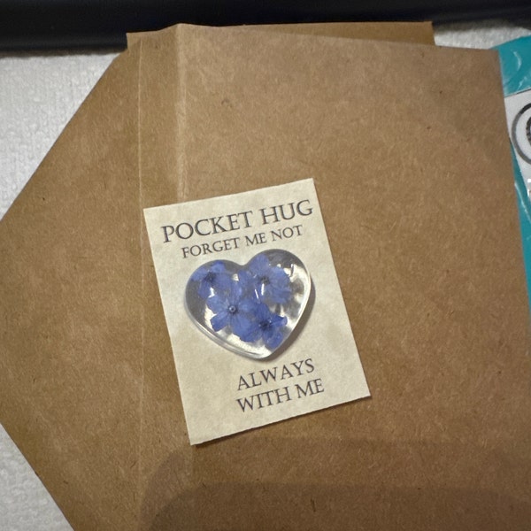 Forget Me Nots, Pocket Hug, Rememberance , Sympathy Gift, Celebration ...