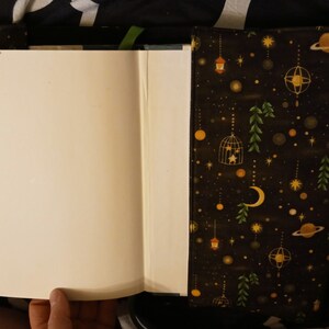 Adjustable Book Cover - Fabric Book Cover - Moon Book Sleeve - Fabric ...