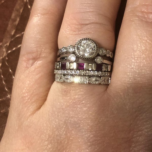 Sterling Silver Monogram Stackable Ring, Sterling Silver Stackable Rings, Sterling Silver Mahy ...