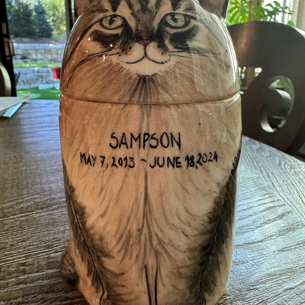 Personalized Cat Urn With Semi-spherical Cover, With Name or Without ...