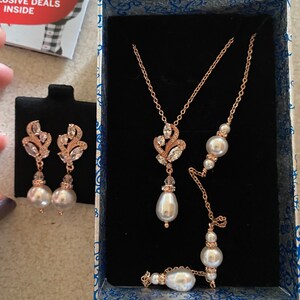 Crystal Pearl Drop Rose Gold Bridal Earrings Pearl Stud & - Etsy