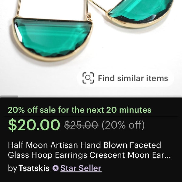 Half Moon Artisan Hand Blown Faceted Glass Hoop Earrings Crescent Moon ...