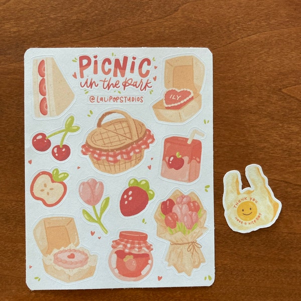 Picnic in the Park Sticker Sheet | Cute Picnic Stickers, Bullet Journal ...