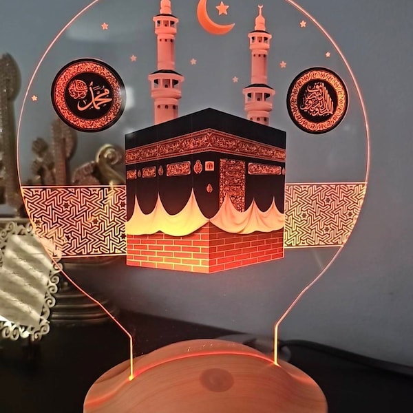 Kaaba With Name Night Lamp, İslamic Room Decor, Gift for Muslim Friend ...