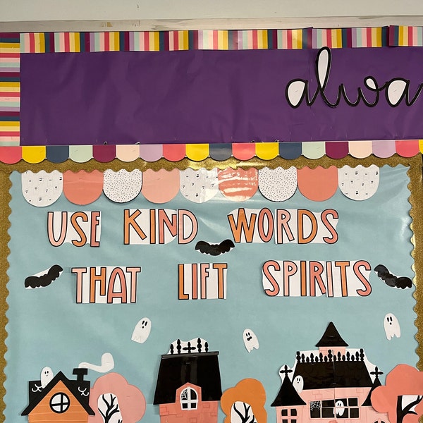 Pastel Haunted Houses Bulletin Board Kit (digital Download) - Etsy