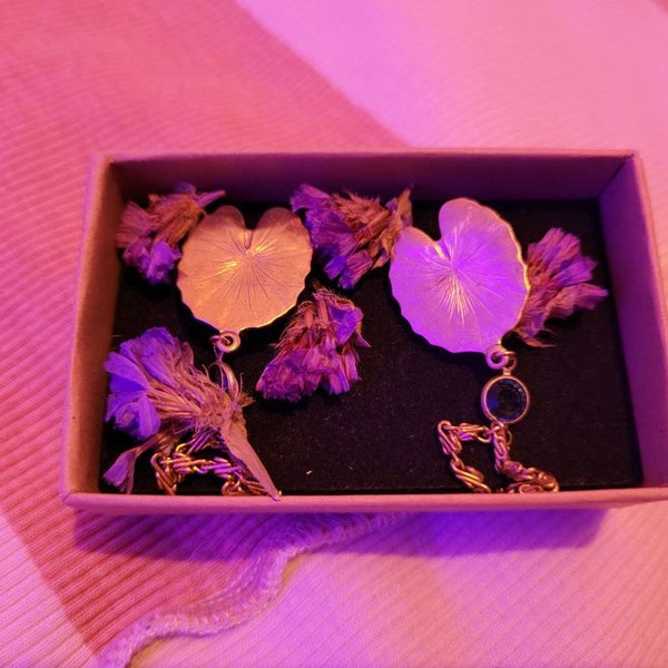 Vintage Leaf Collar Pins Chain, Waterlilly Brass Collar Pins Chain ...