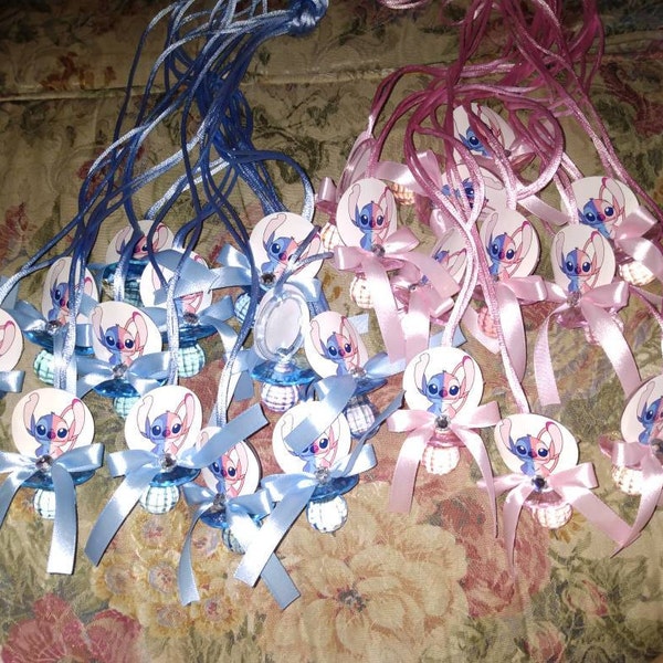 Stitch and Angel Gender Reveal Baby Shower Pacifiers Guest Favor ...