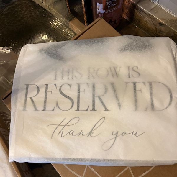 2 Reserved Signs for Wedding Chairs or Church Pews "this Row is ...