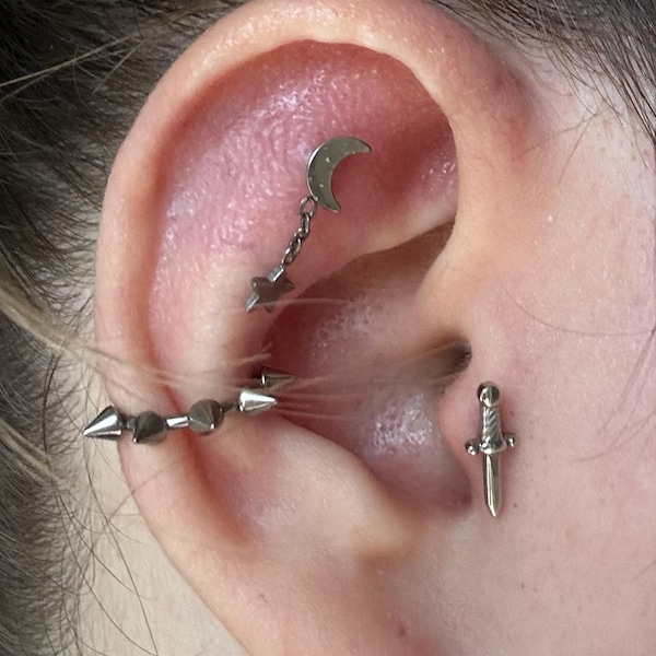 20G Dangle Nose Ring/heart/flower/crown/star Hoop Earrings/rook ...