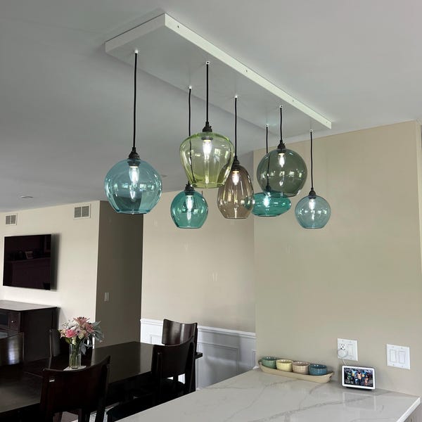 Coloured Glass Pendant Lights. Hand Blown Glass Pendants. Kitchen ...