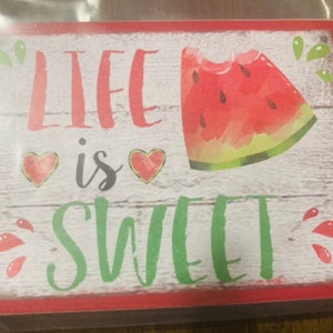 Life is Sweet Watermelon Wood Sign - Etsy
