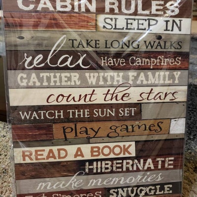 Cabin Rules Sign,cabin Wall Decor,cabin Decor,family Cabin Decor,12w X ...