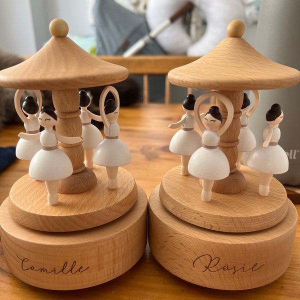 Personalised Ballerina Musical Carousel Wooden - Personalised Musical ...
