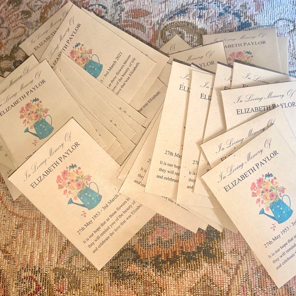 Funeral Favour Personalised Seed Packets Remembrance|wildflower Seed ...