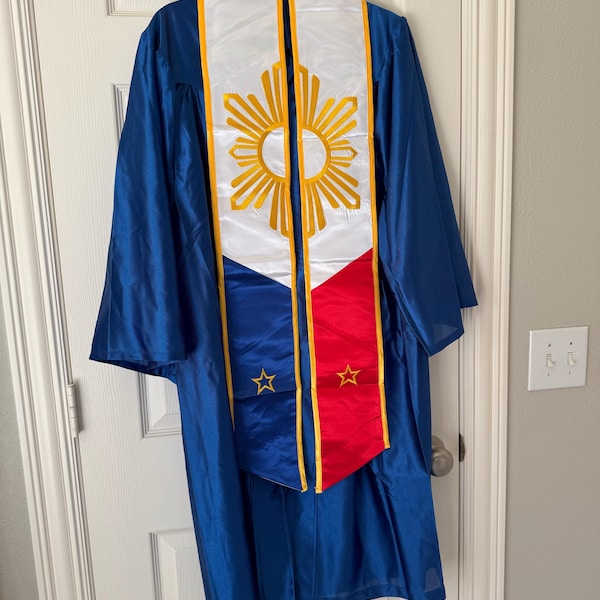 Philippines Flag Embroidered Graduation Stole | Sash | Scarf | Filipino ...