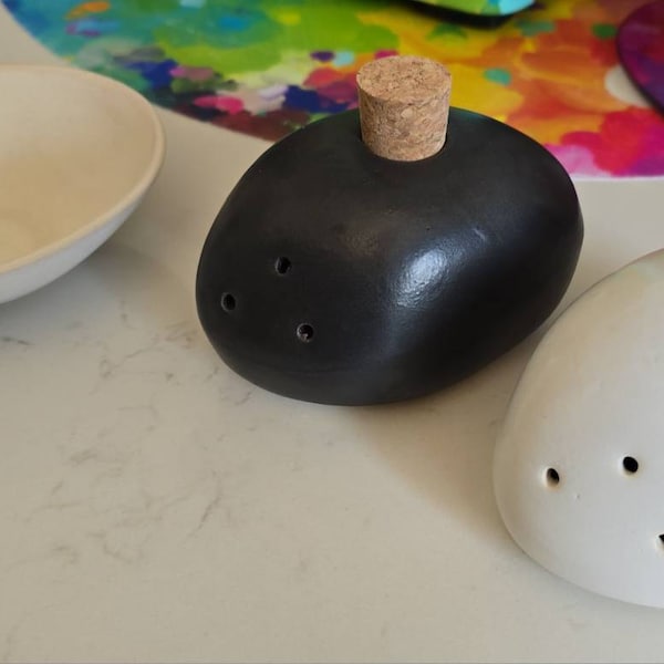Handmade Ceramic Salt and Pepper Shakers | Pebble Design Salt and ...