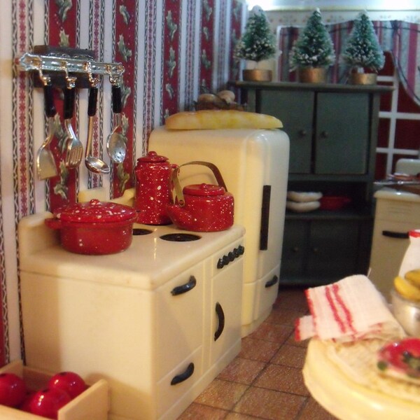 1:12 Dollhouse Miniature Metal Cooking Utensils Set With Wall Hanger ...