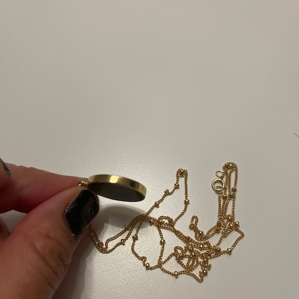 Black Obsidian Circle Pendant Necklace Minimalist Geometric Jewelry on ...