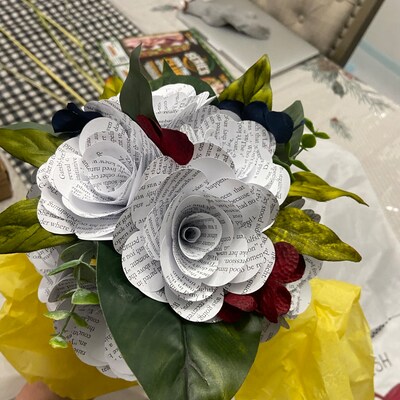 Custom Book Rose Bouquet, Wedding Bouquet - Etsy