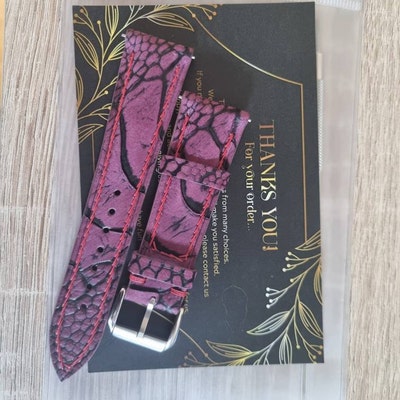 Shell Cordovan Leather Strap, Black Watch Band, Vintage Watch Band ...