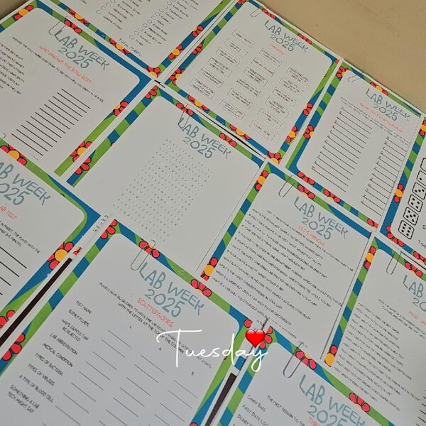 Lab Week 2025 Games Bundle Printable, 11 Fun Printable Activities ...