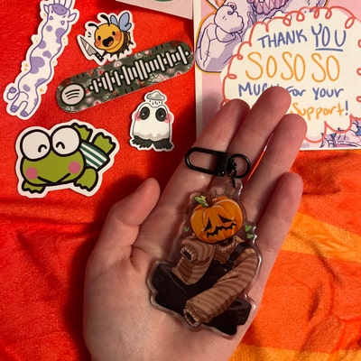 Autumn Pumpkin Head Keychain // Acrylic 3in Keychain - Etsy