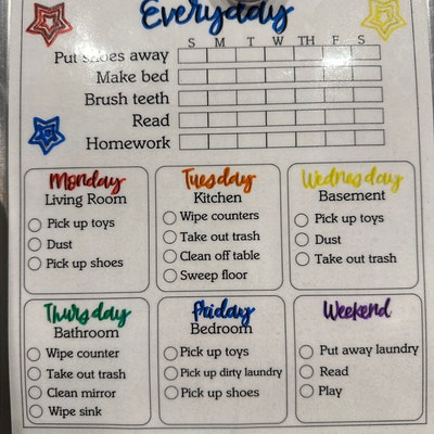 Younger Kids Chore Chart Digital Download - Etsy