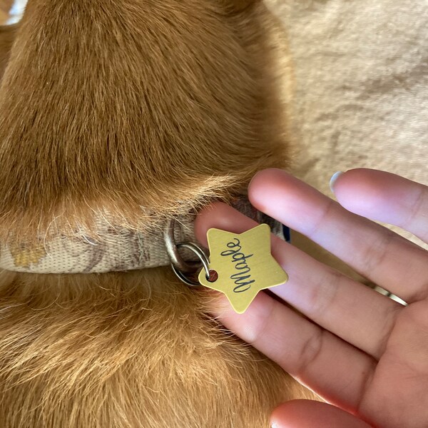 Engraved Star Dog or Cat Tag for Small Pets - Etsy