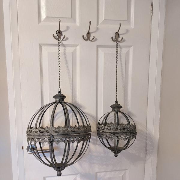Set of 2 Rustic Hanging Orbs Finished in A Country Grey Colour - Etsy UK