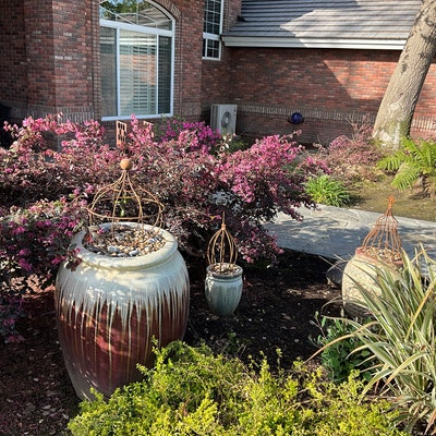 QTY 2 Wrought Iron 19 Twist Topiary Flower Trellis, Garden Plant Climber, Rustic Yard Sculpture ...