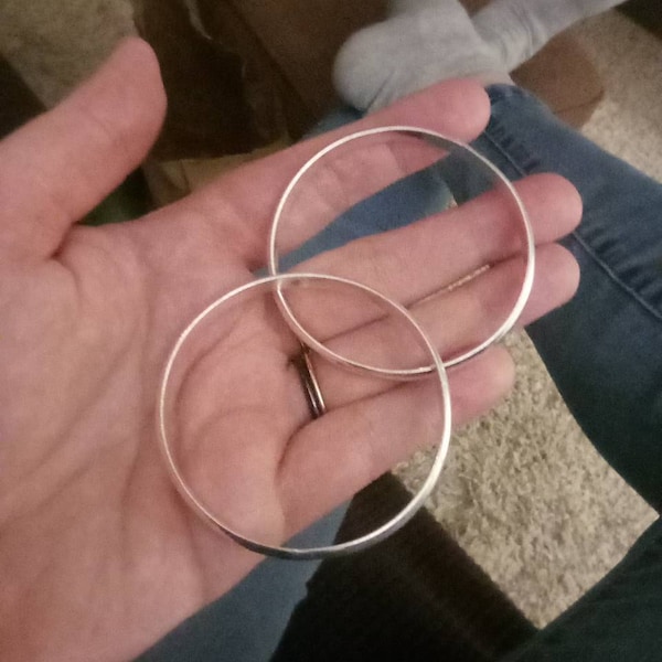 Solid 925 Sterling Silver Bangle, Thick Heavy Silver Bangle, Chunky Silver Bracelet, Stackable ...