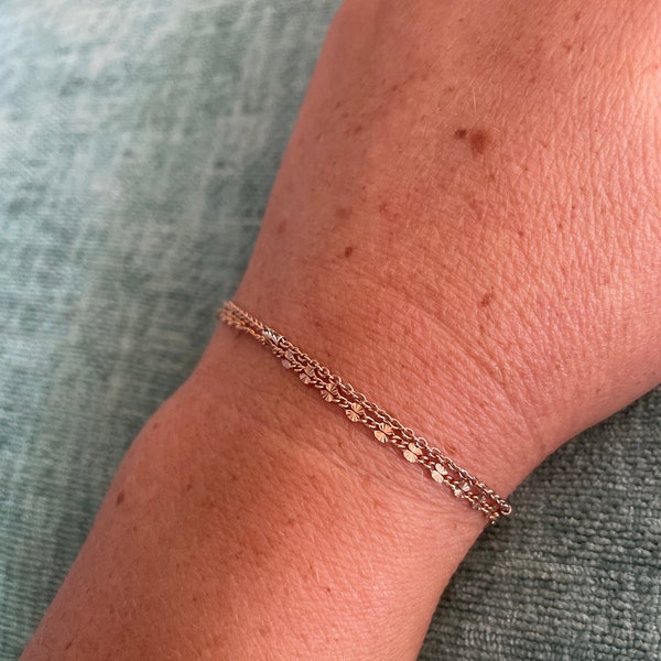 Simple Chain Bracelets Rose Gold, Stacking Bracelets, Dainty Rose Gold ...
