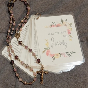 Rosary Guide Catholic Gift Floral, Botanical, Beautiful, Pocket Rosary ...