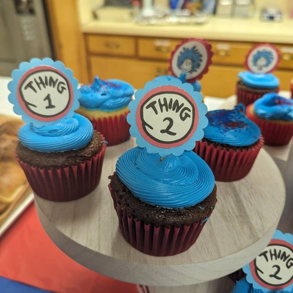 Thing One & Two * Cupcake Toppers - Etsy