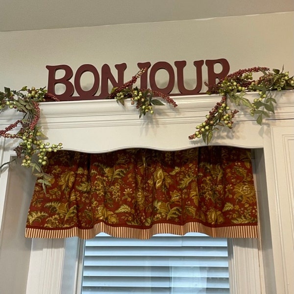 Blue Gold Yellow White Valance Jacobean Bloomcraft 17 X 54 Window ...