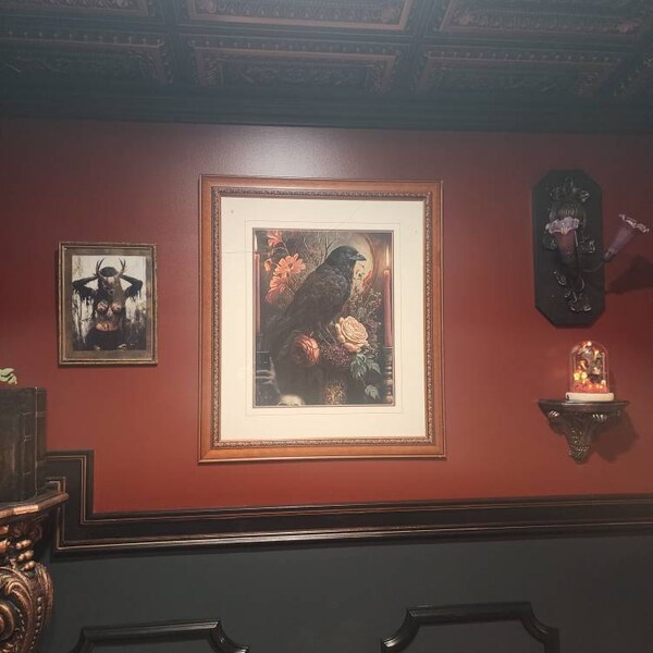 Gothic Crow, Raven, Skull, Flowers & Candles / Poster, Print, Wall Art ...