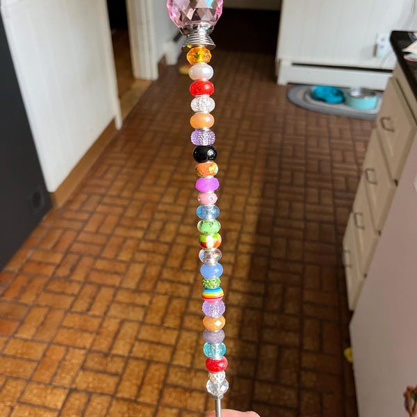 37in, 25in,14 Inch Round Top Crystal Garden Stake, Fairy Garden Stake ...