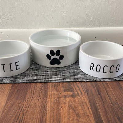 Paw Print Dog Bowls Dog Gift Pet Food Bowl No Spill Heavy Water Bowl ...