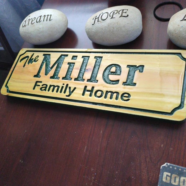 Custom Personalized Family Last Name Cedar Wood Sign With Carved in ...